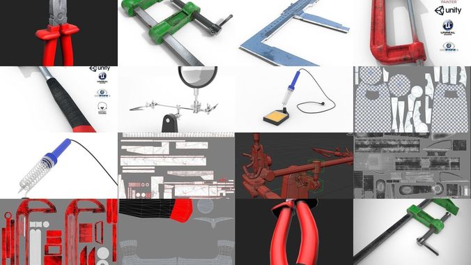 3D Model Collection Construction and radio tools VR / AR / low-poly ...