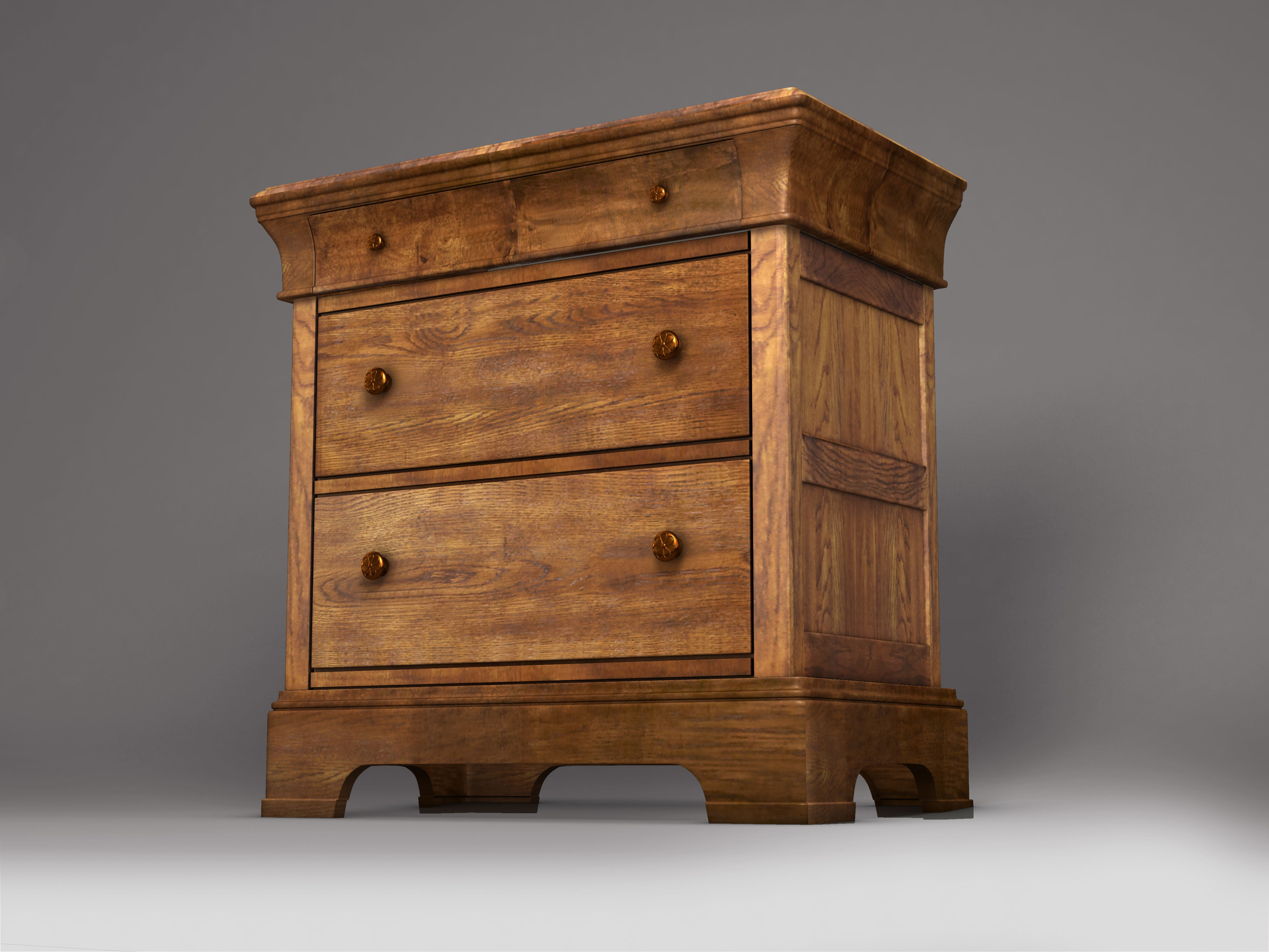 Drawer wooden chest of drawers 3D model | CGTrader