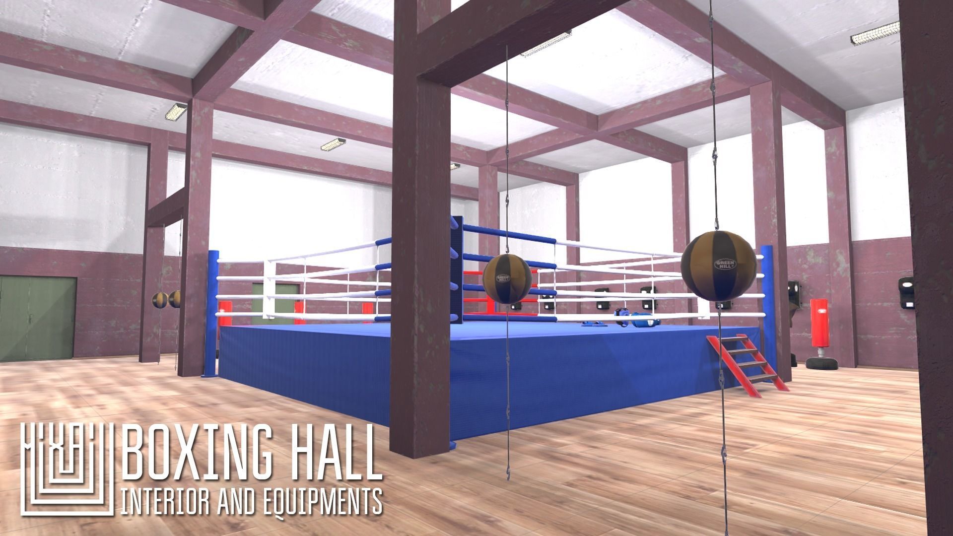 3D model Boxing hall - interior and equipments VR / AR / low-poly ...