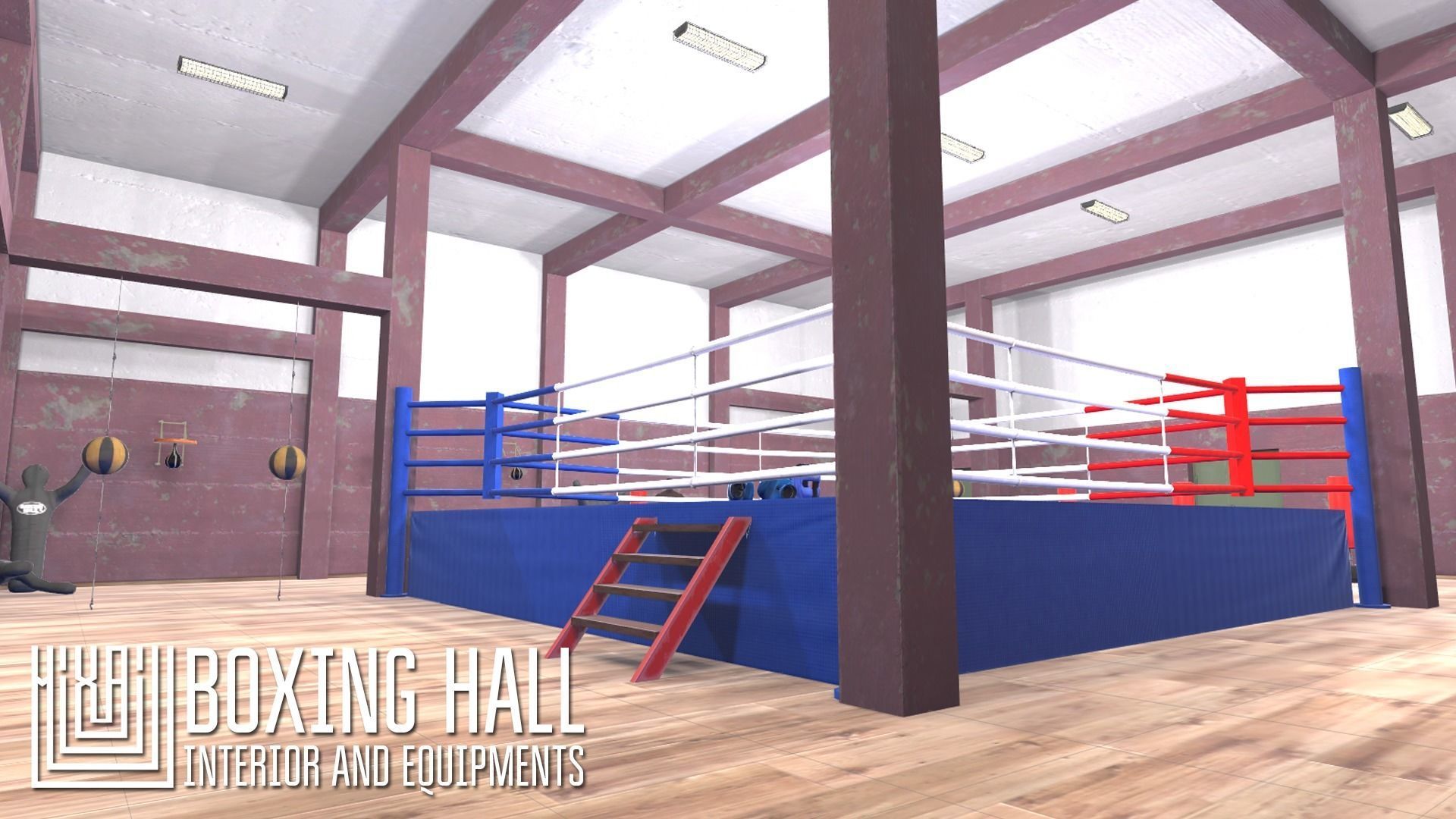 3D model Boxing hall - interior and equipments VR / AR / low-poly ...