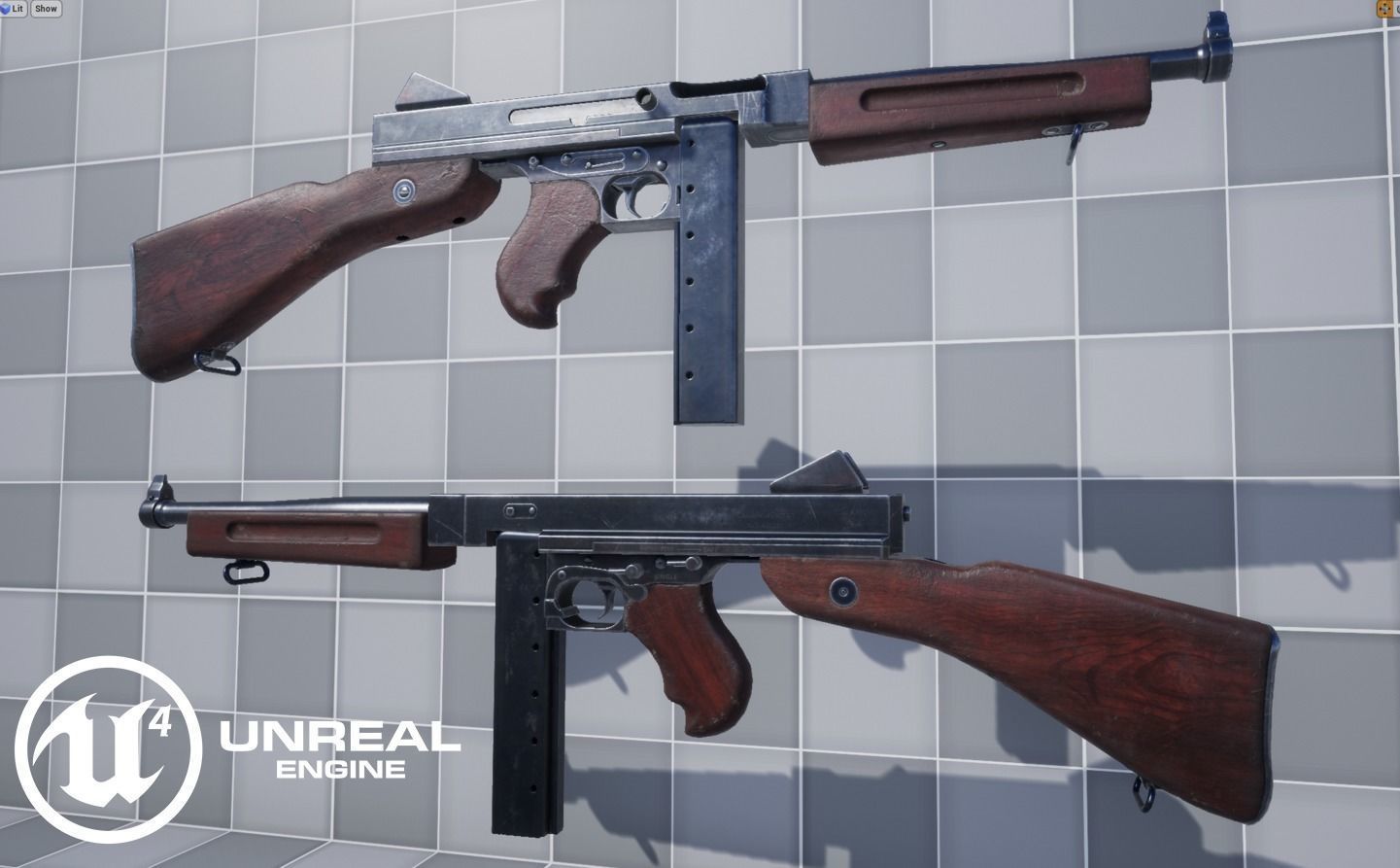 3D model M1A1 Submachine Gun VR / AR / low-poly rigged | CGTrader