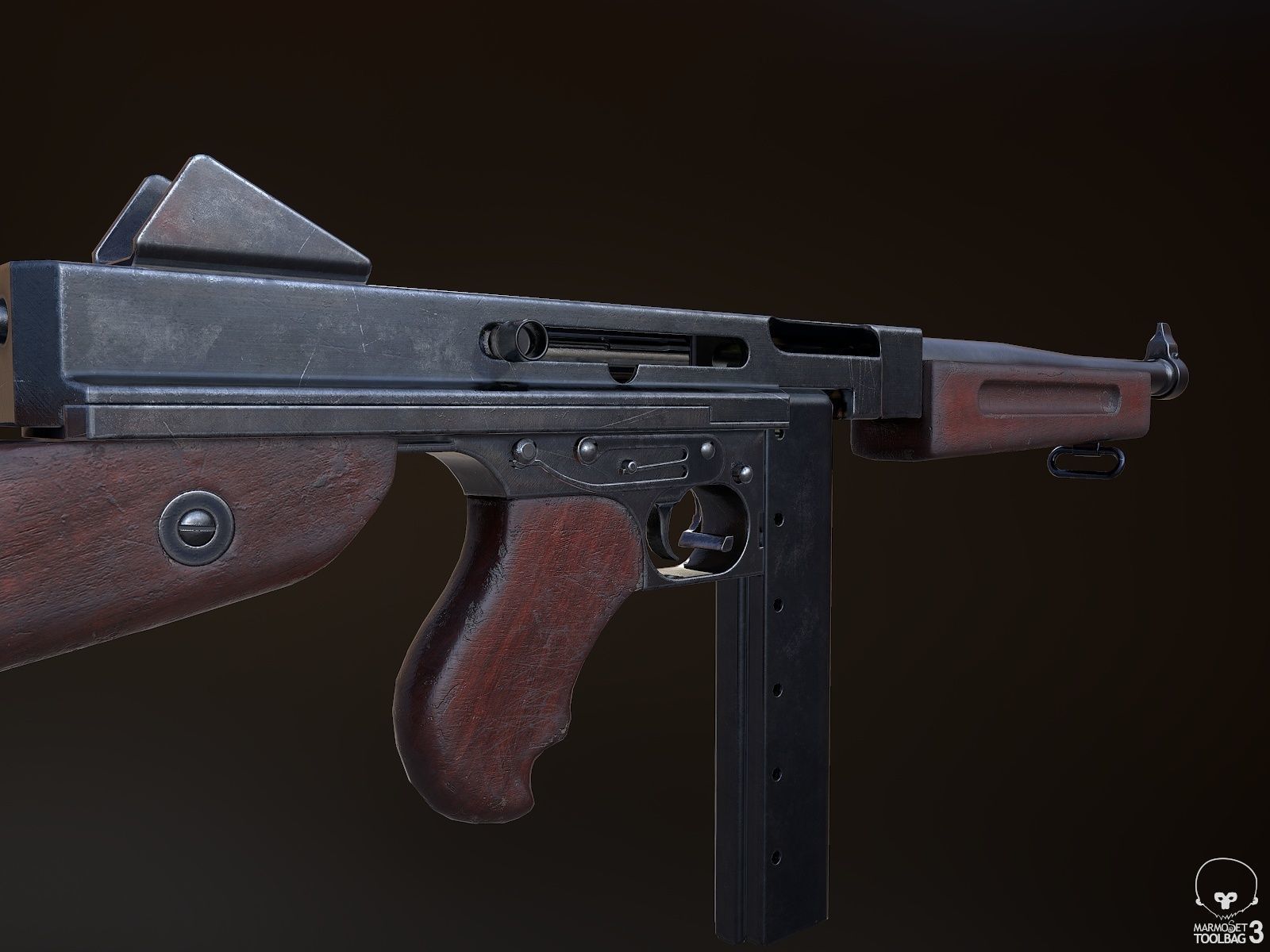 3D model M1A1 Submachine Gun VR / AR / low-poly rigged | CGTrader