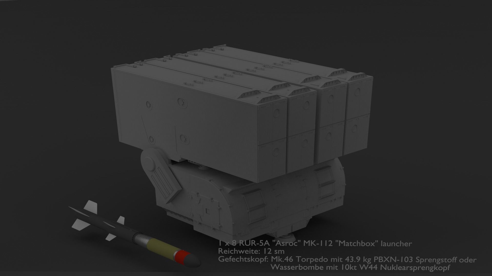 Anti Submarine Weapon USA RUR-5A Asroc 3D model | CGTrader