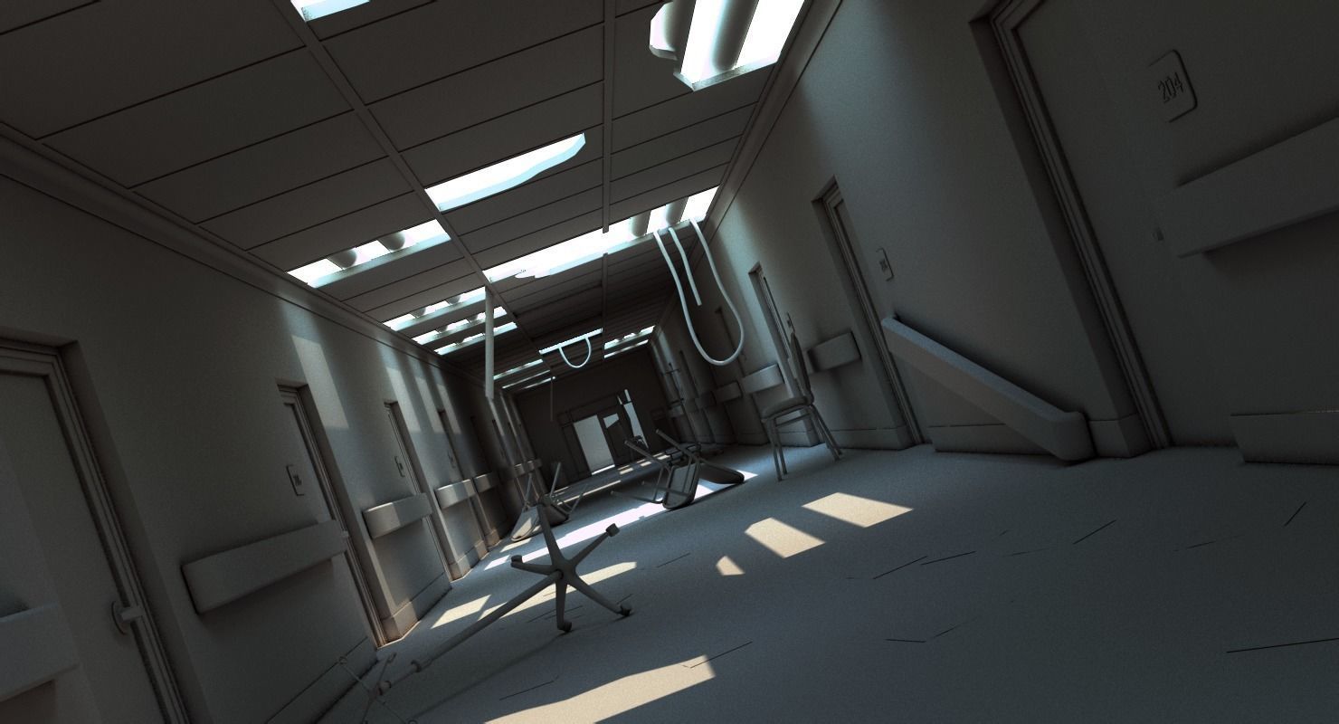 Hallway Damaged 3D model | CGTrader