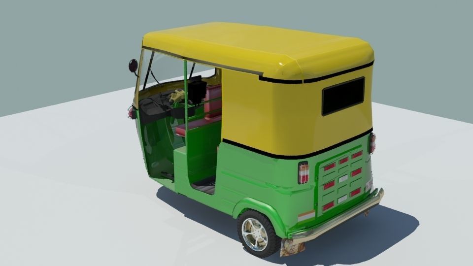 Indian auto Rickshaw Green 3D model | CGTrader