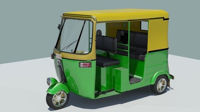 Indian auto Rickshaw Green 3D model | CGTrader