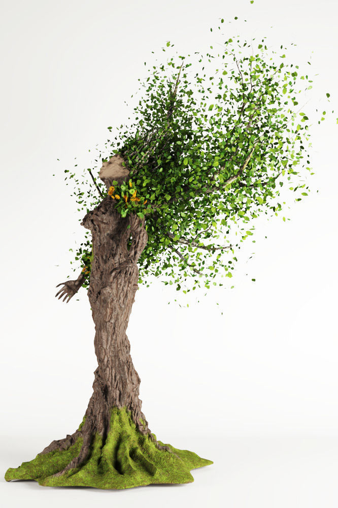 Tree-girl sculpture 3D model | CGTrader