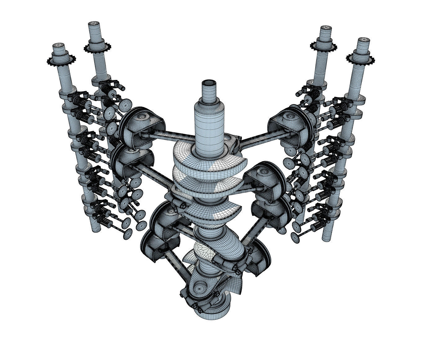 Animated V8 Engine Mechanism Internal Components 3D model animated ...
