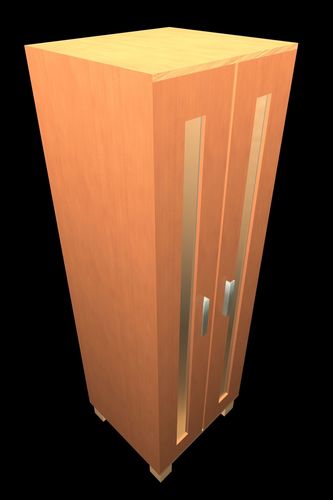 Wooden Bedroom Wardrobe Dresser With Glass Panels free VR / AR / low ...