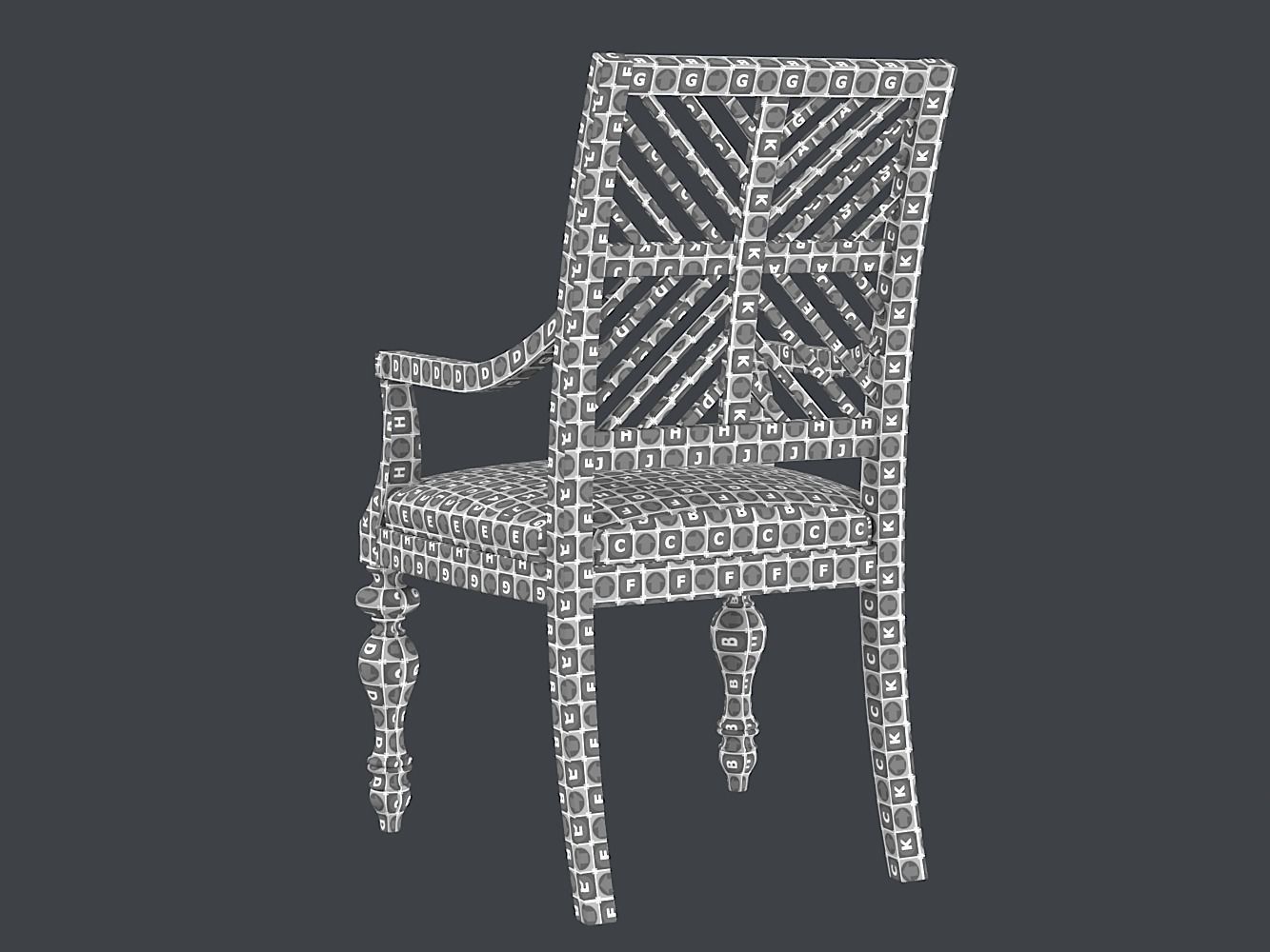 Pattern Back Arm Chair PBR 3D model | CGTrader