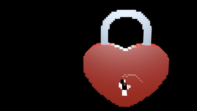 Lock heart voxel 1 3D model | CGTrader