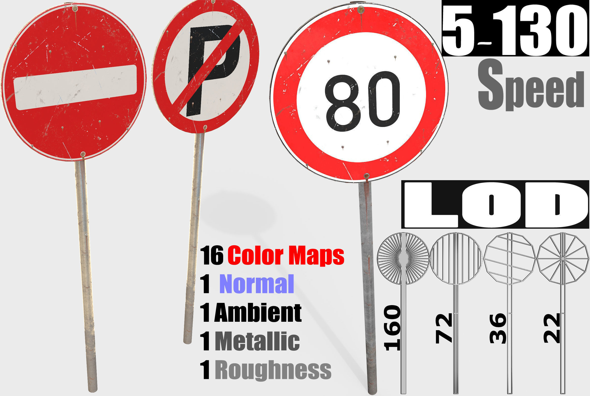 3D Model Collection road objects - PBR VR / AR / low-poly | CGTrader