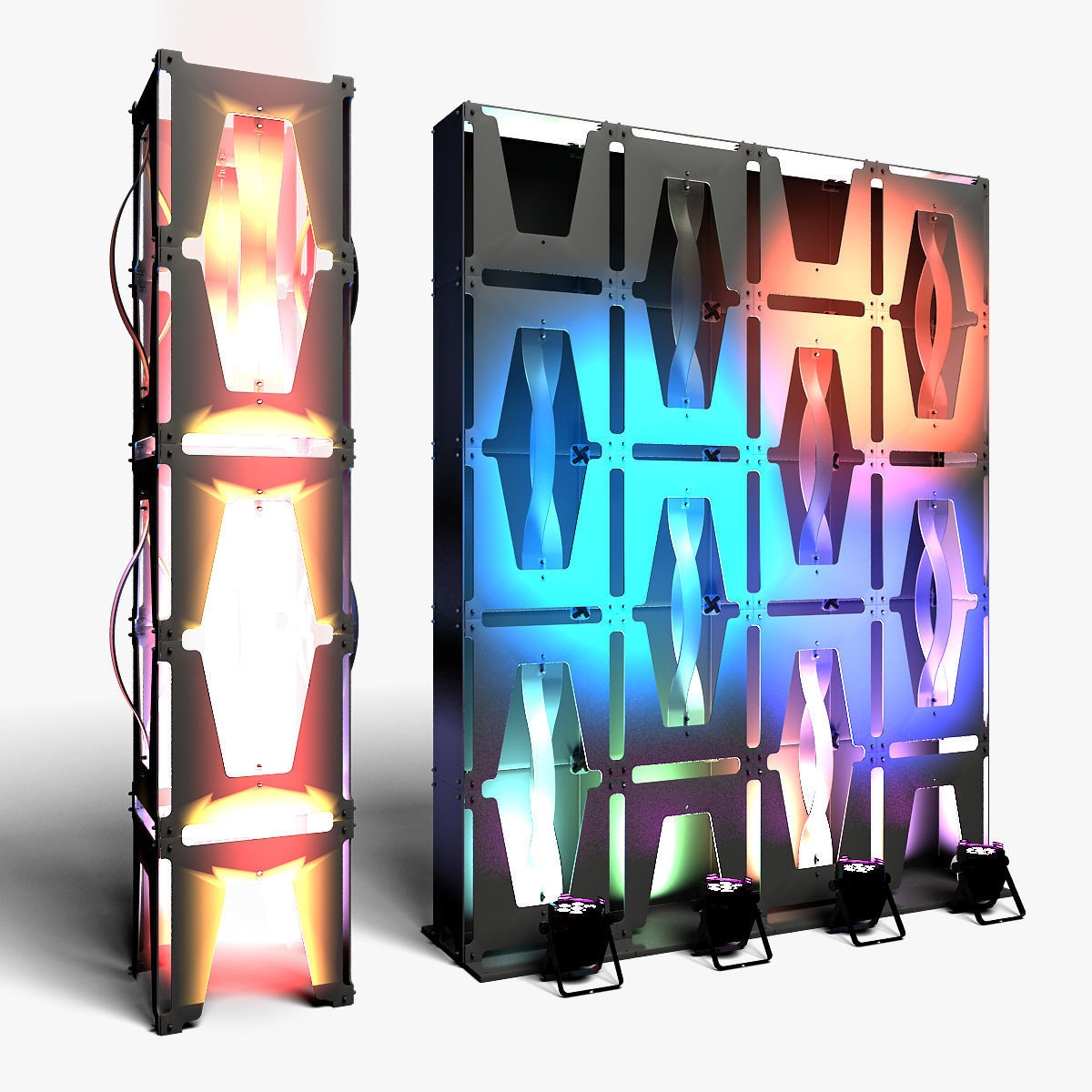 Stage Decor Collection 04 Modular Wall Column 9 Pieces | CGTrader