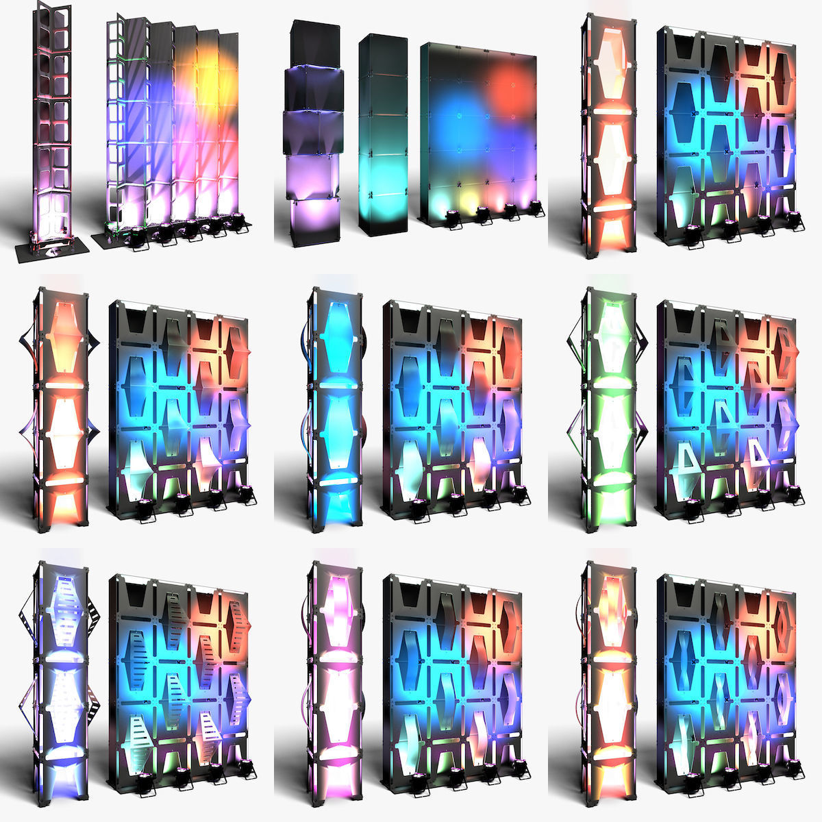 Stage Decor Collection 04 Modular Wall Column 9 Pieces | CGTrader