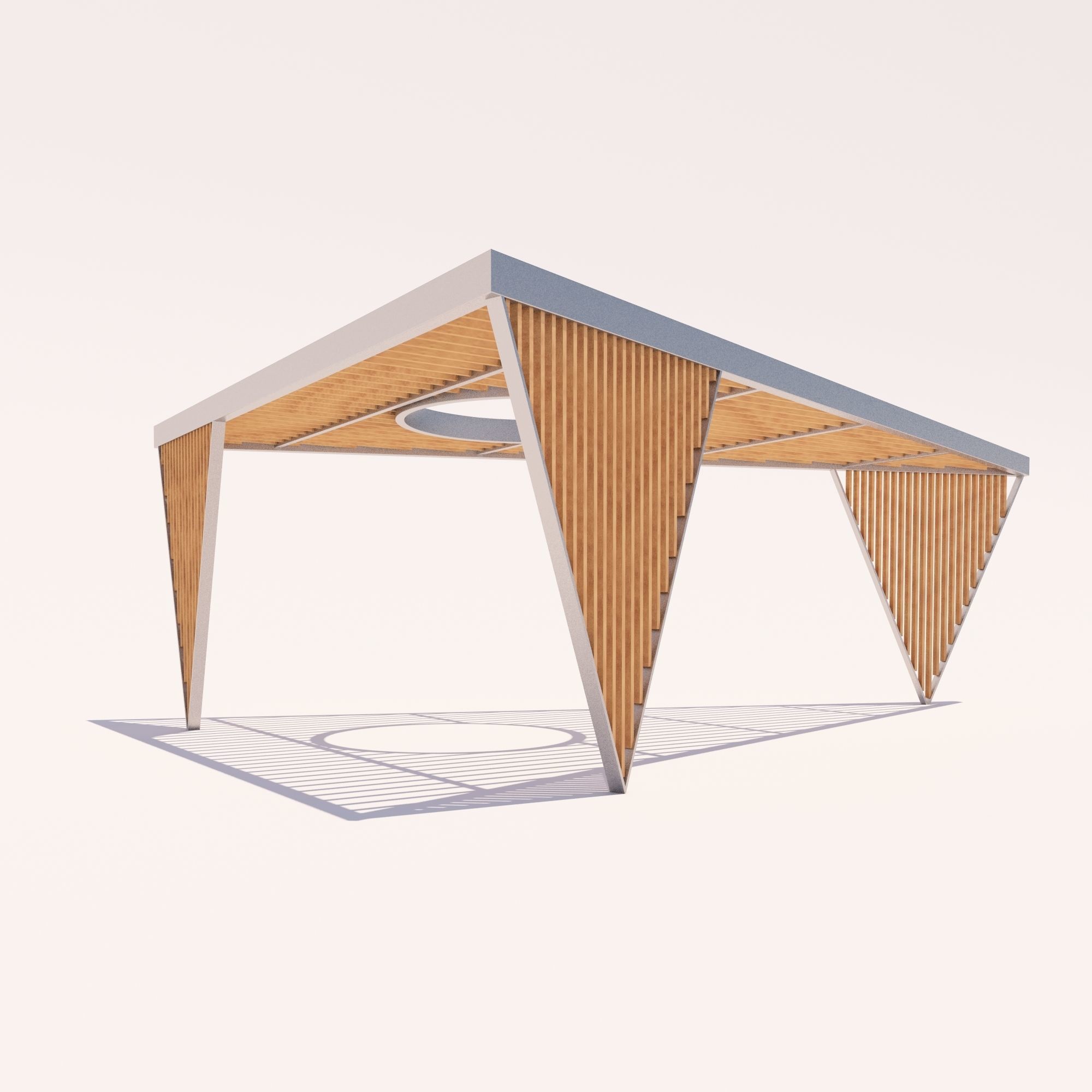 Shade triangular structure made of wood 3D model | CGTrader