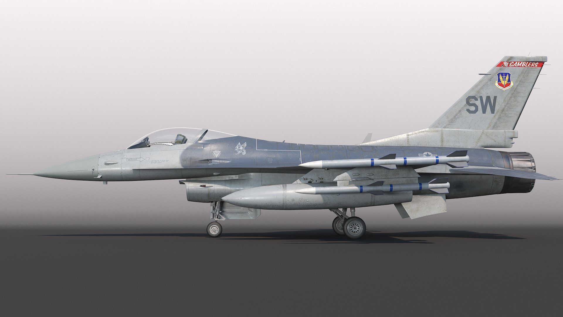 General Dynamics F-16 Fighting Falcon rigged 3D model animated rigged ...