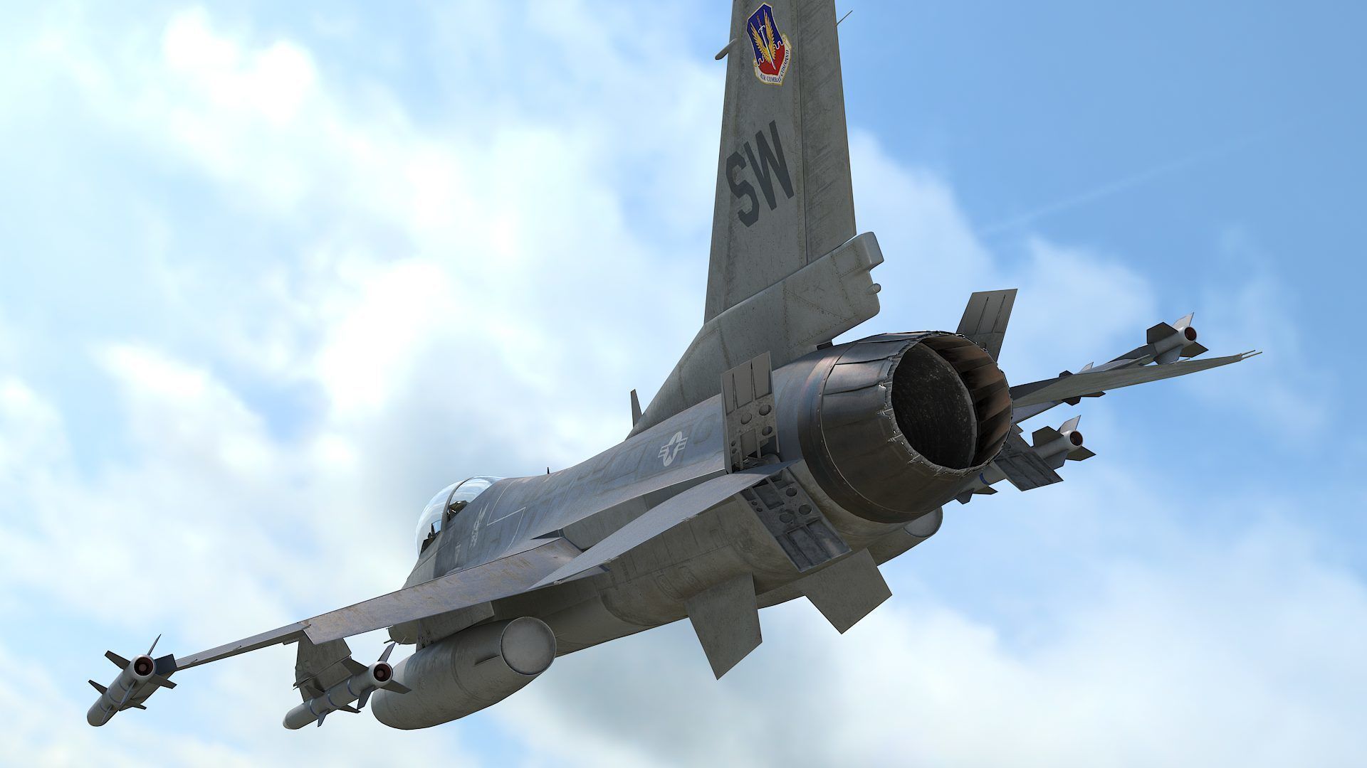 General Dynamics F-16 Fighting Falcon rigged 3D model animated rigged ...