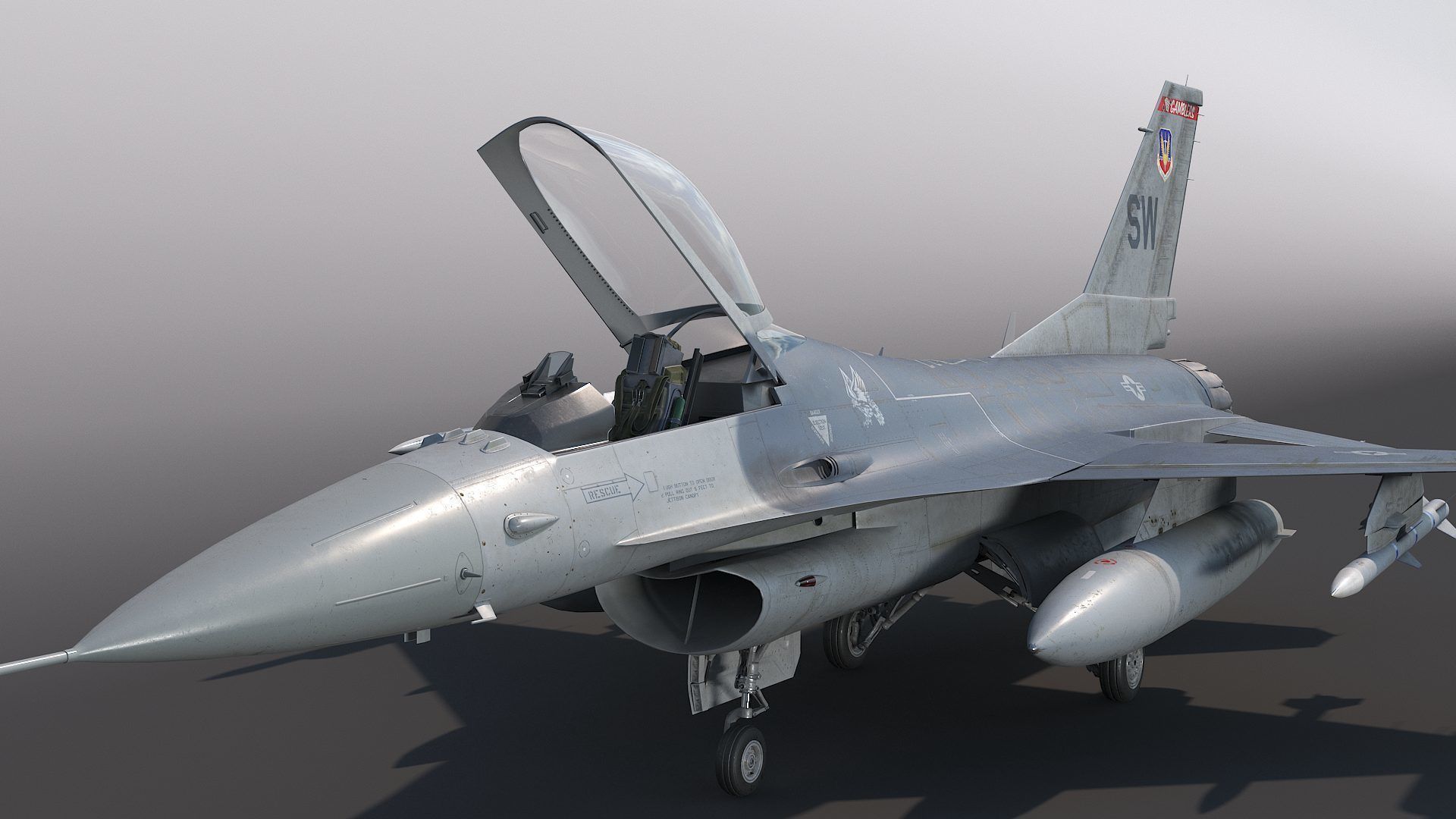 General Dynamics F-16 Fighting Falcon rigged 3D model animated rigged ...
