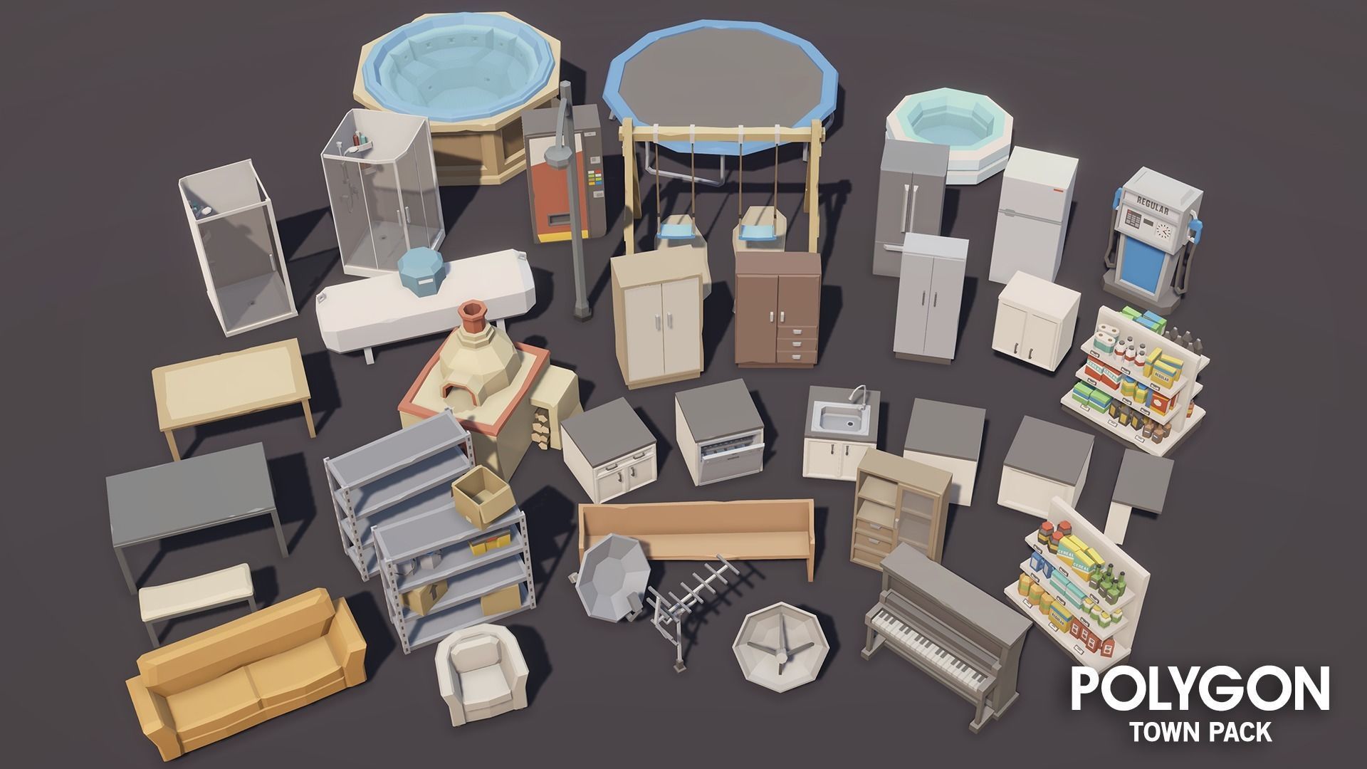 3D model POLYGON - Town Pack VR / AR / low-poly rigged | CGTrader