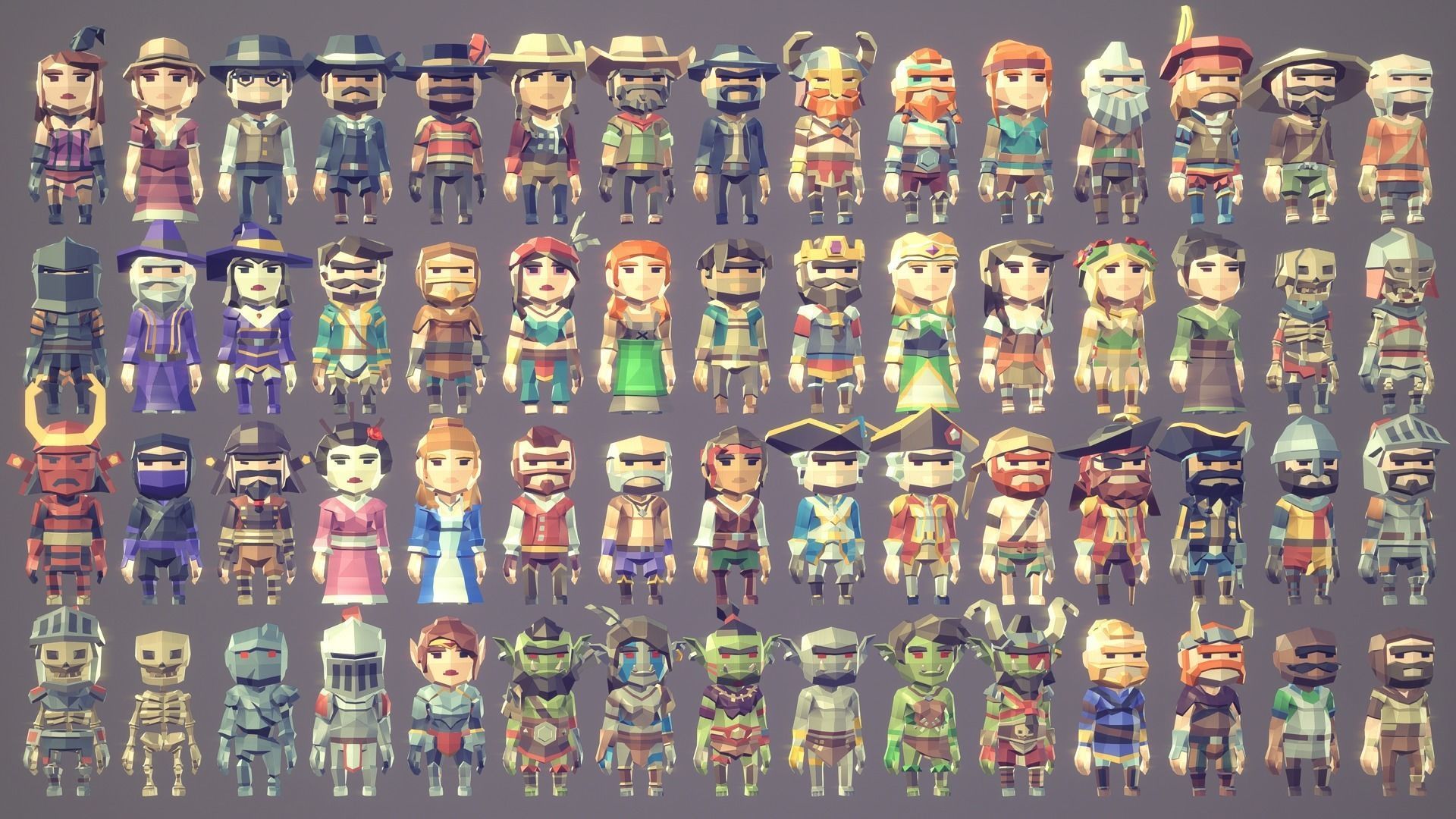 3D model POLYGON MINI - Fantasy Characters Pack VR / AR / low-poly ...