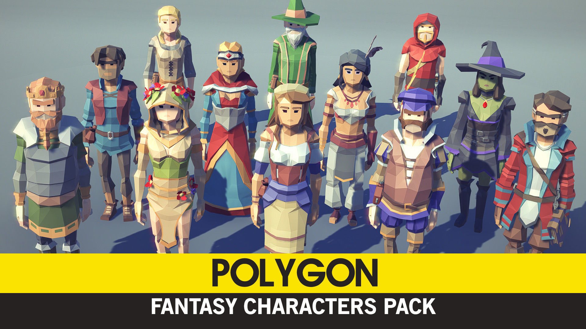 3D model POLYGON - Fantasy Characters Pack VR / AR / low-poly rigged ...