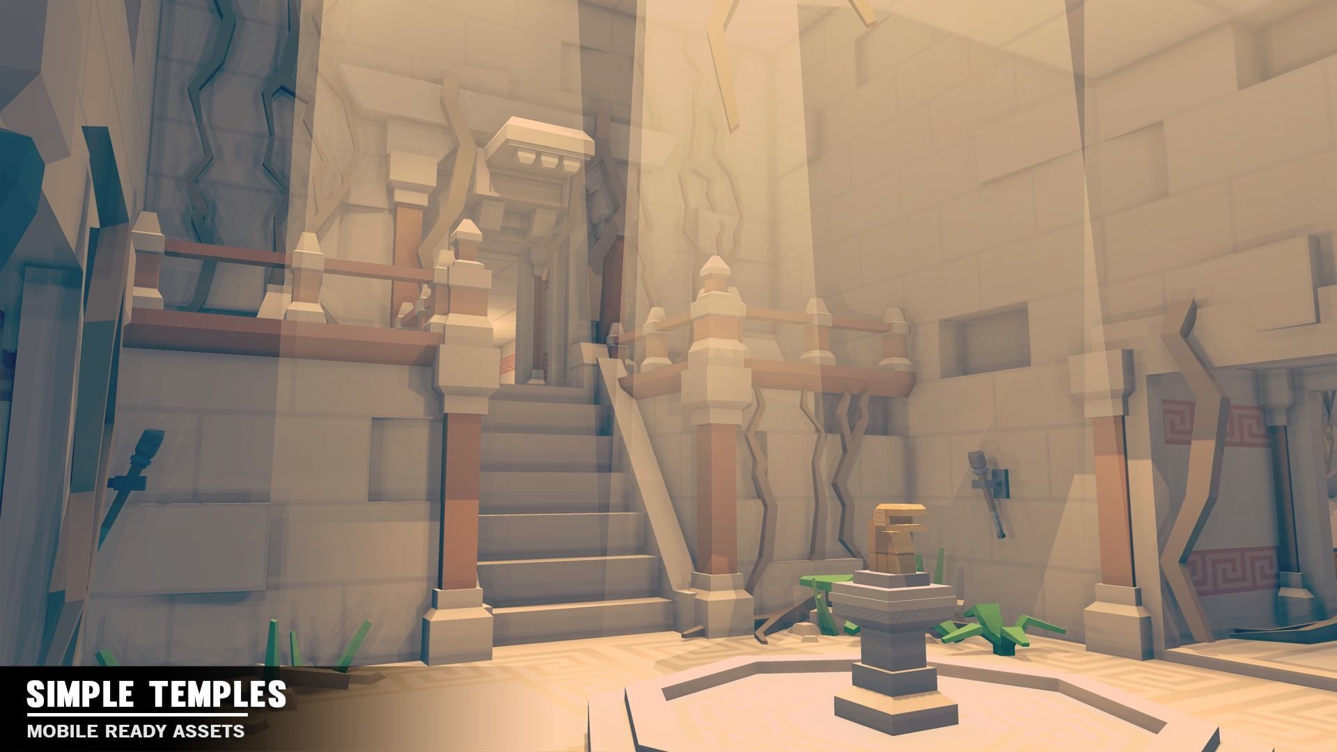 3D model Simple Temples - Cartoon Assets VR / AR / low-poly | CGTrader