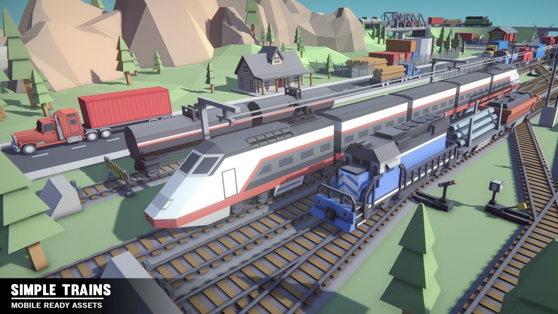 3D model Simple Trains - Cartoon Assets VR / AR / low-poly | CGTrader