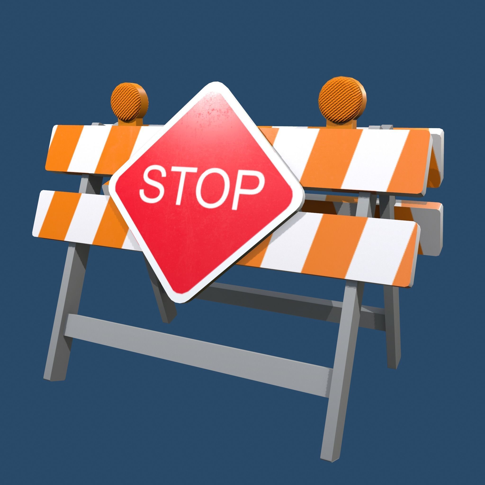 Traffic Alert Road Block Sign free VR / AR / low-poly 3D model rigged ...