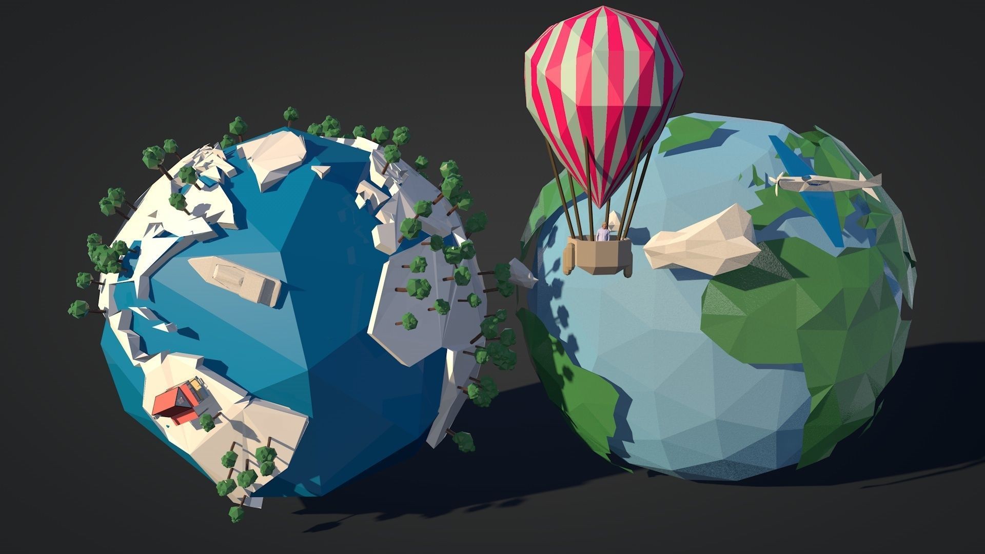 3D model Low-Poly-Earth Pack VR / AR / low-poly | CGTrader