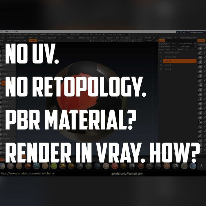 Paint with PBR in 3D-Coat and render without UV and retopology in V-Ray ...