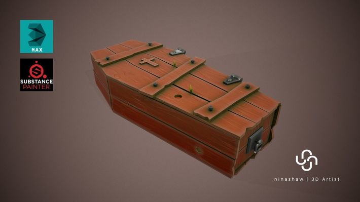 Modeling, Unwrap & Texturing Stylized Coffin - Part3 [Texturing]
