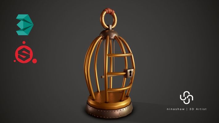 Modeling, Unwrap & Texturing Stylized Bird Cage - Part3 [Texturing]