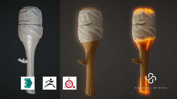 TIMELAPSE | Game Asset Stylized Torch | 3dsMax/Zbrush/Substance Painter