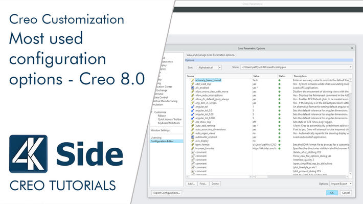 Most used configuration options - Creo 8.0 | CGTrader