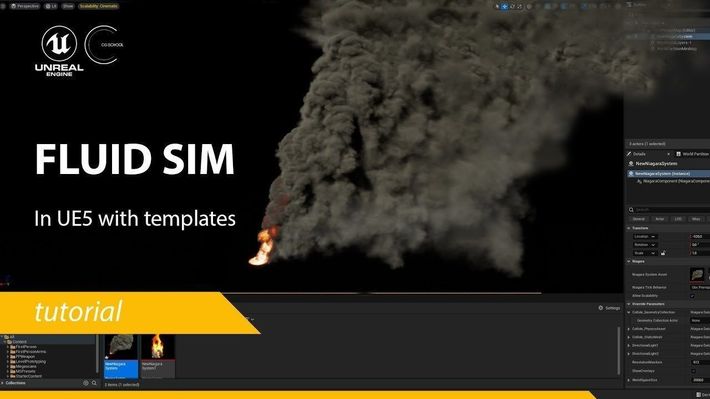 Creating fluid simulation in Unreal Engine 5 using templates.