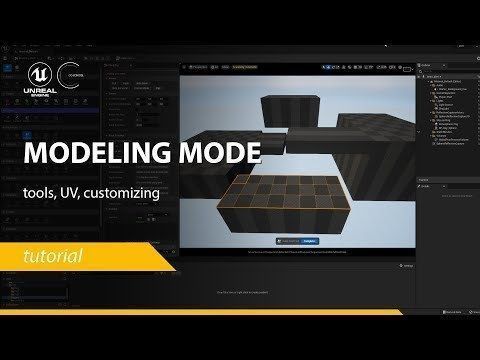 UE5 Modeling mode - tools, UV, boolean, cube grid, customizing.