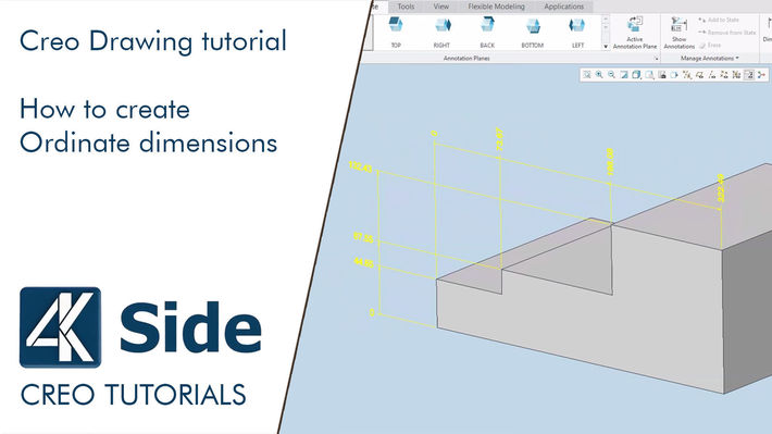 Creo tutorial: More than 4 ways to create Ordinate dimensions